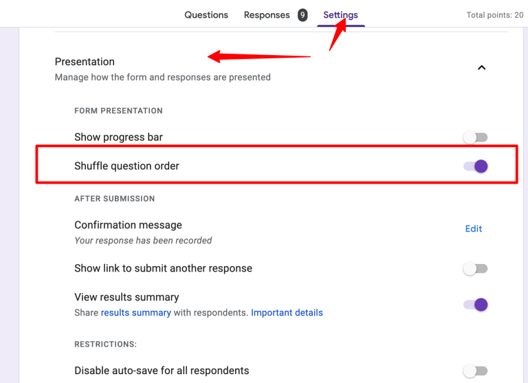 How to Shuffle Questions in Google Forms? - Extended Forms