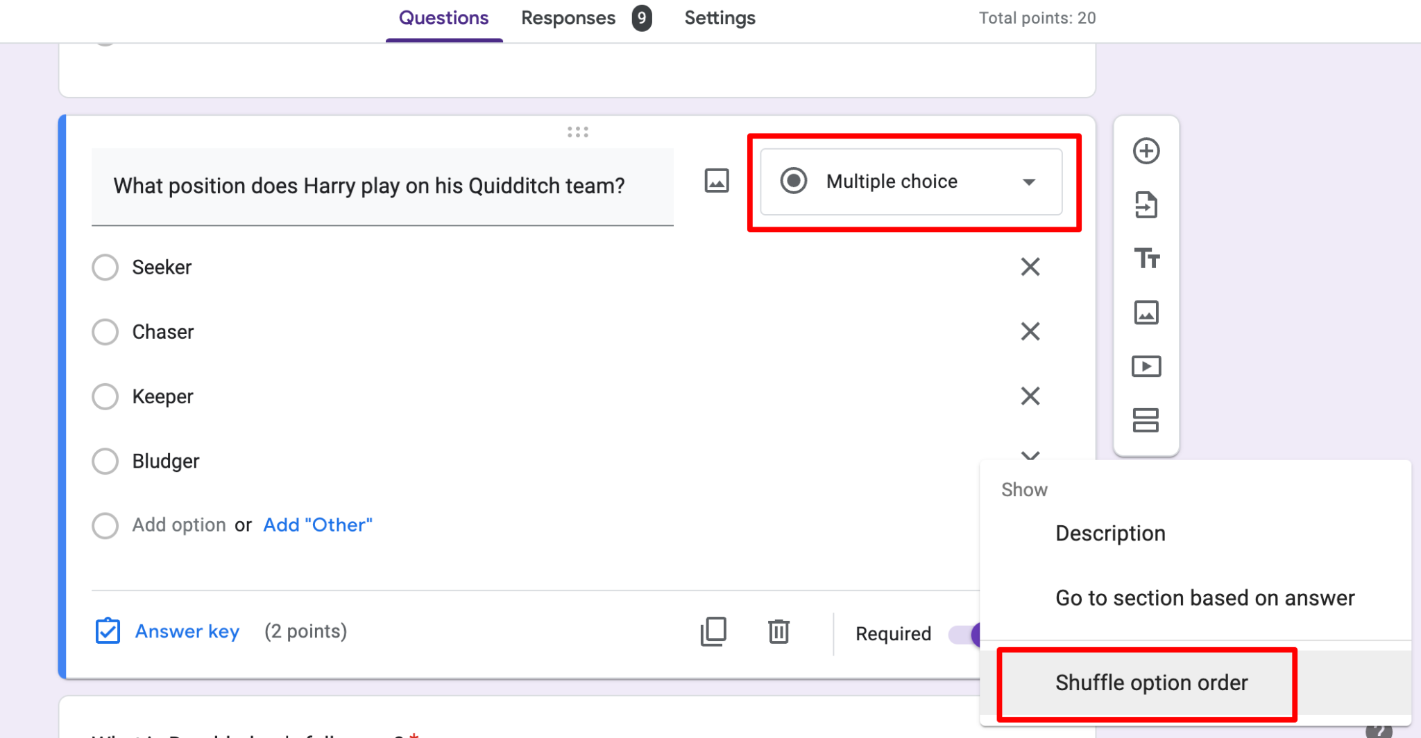 How To Shuffle ions In Google Forms Extended Forms